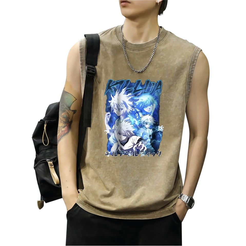 Leveorch Classic Anime Washed Tank Top Character Gon Killua Kurapika ...