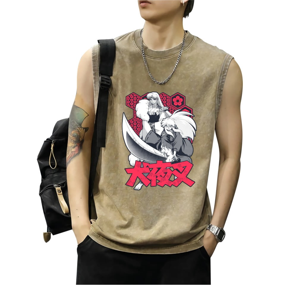 Leveorch Inuyasha X Kagome Anime Couple Washed Tank Tops Sesshomaru ...