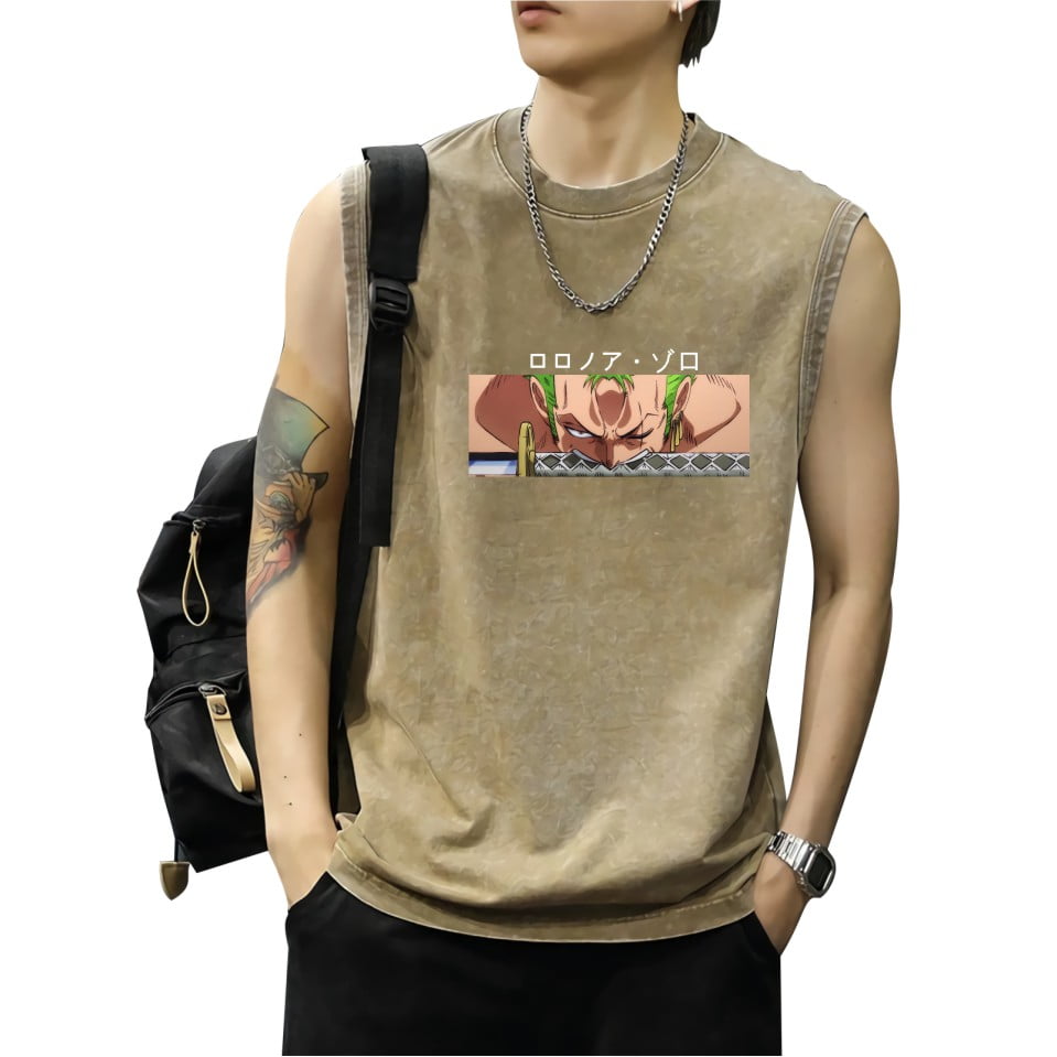 Leveorch Luffy Tank Top Zoro Tank Top Anime Men's Printed Washed Tank ...