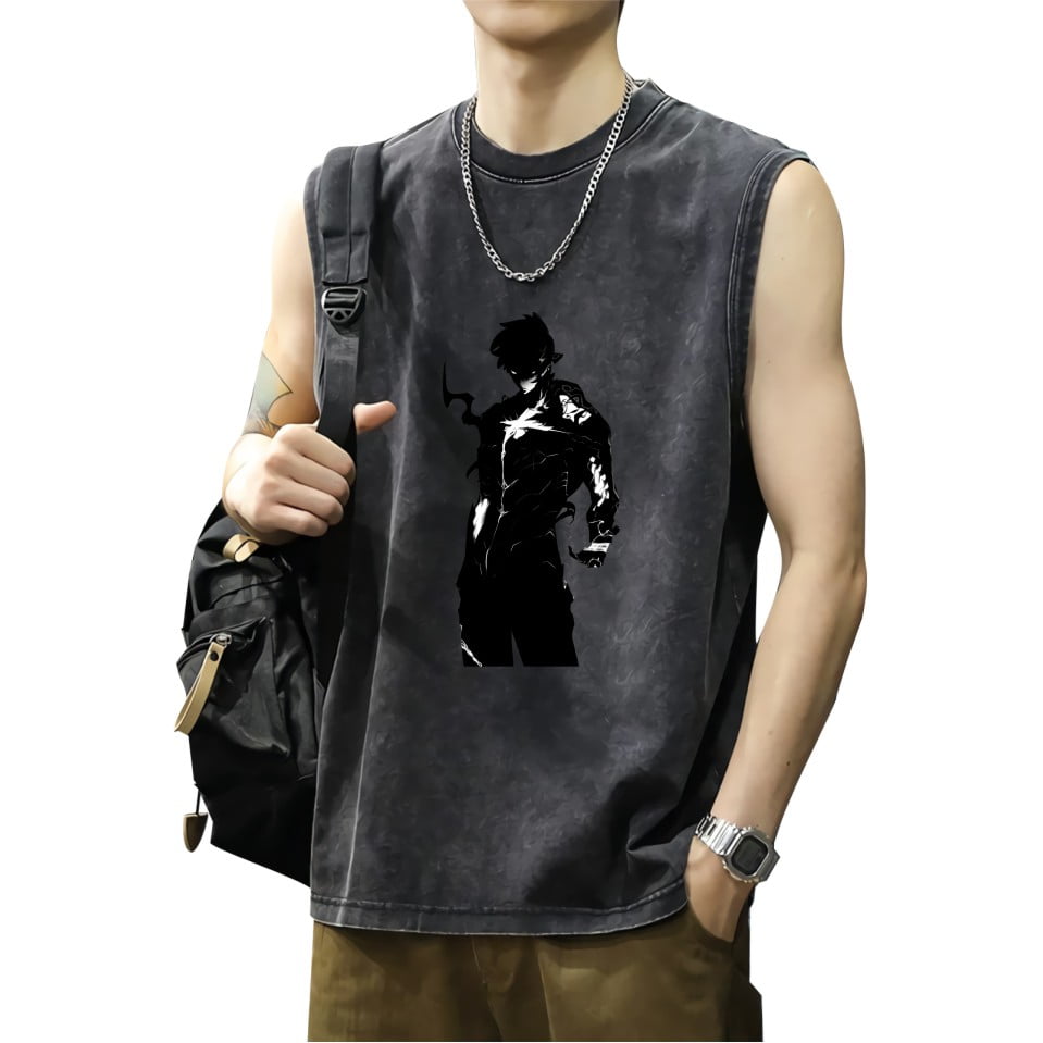 Leveorch Sung Jin-Woo Anime Washed Tank Top Anime Popular Character ...