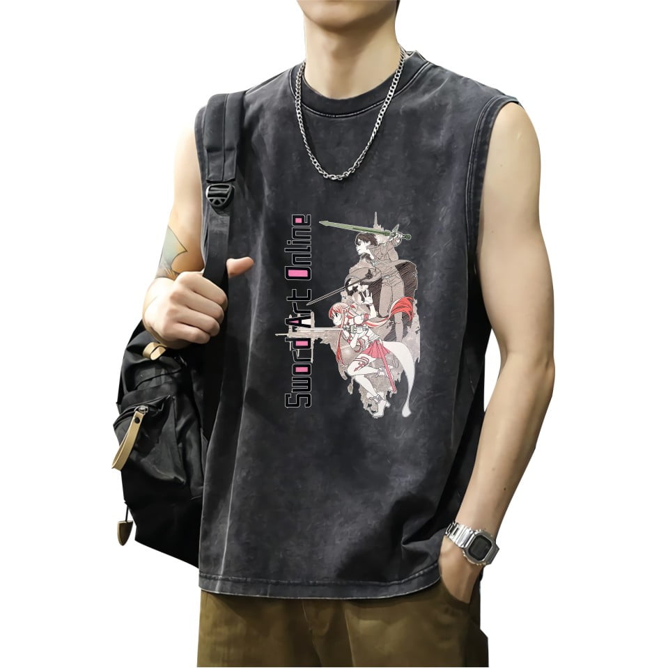 Leveorch Sword Art Online Washed Tank Tops Anime Tank Top for Men ...