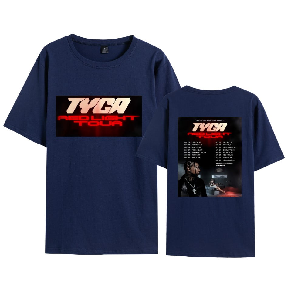 Leveorch Tyga Red Light 2025 Tour Merch T-shirt Short Sleeve Men Women ...