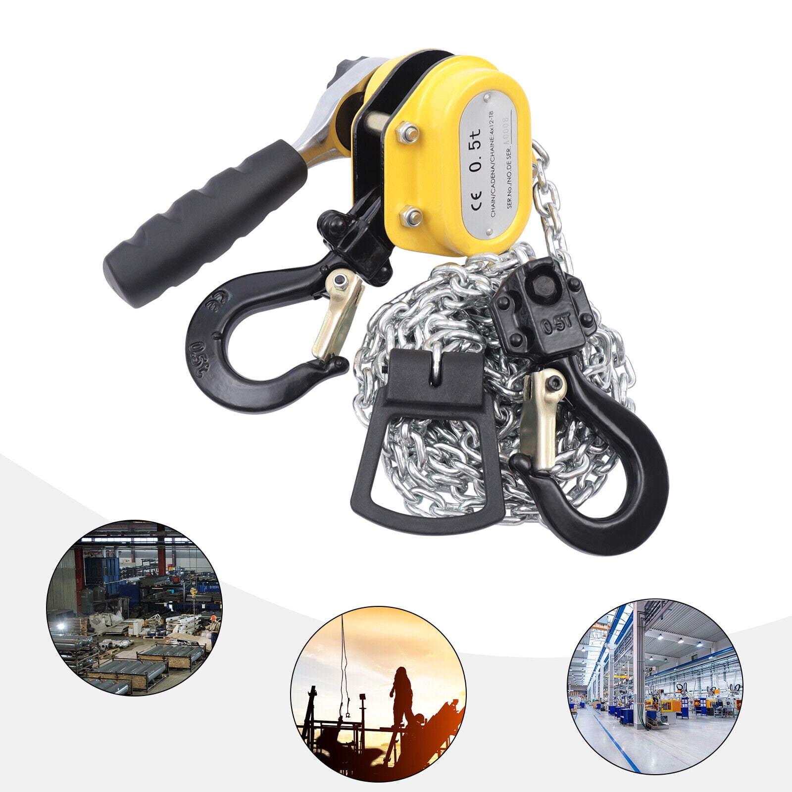 Lever Block Chain Hoist 0.5Ton Ratchet Come Along Puller 1.5m Mini ...