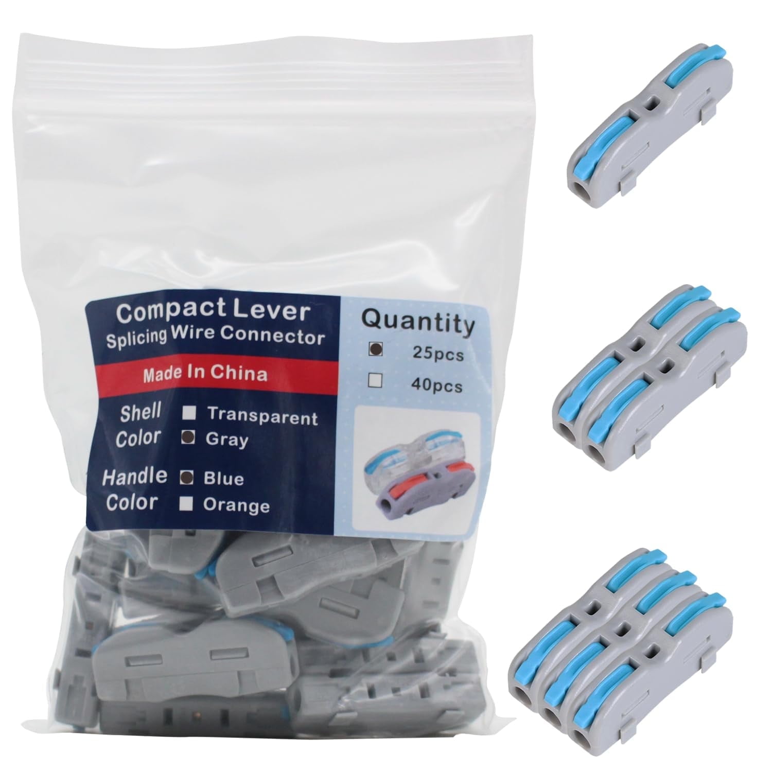 Lever Nuts Wire Connectors Bag of 25, 1 Conductor Quick Connect ...