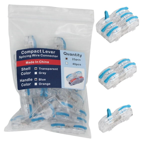 Lever Nuts Wire Connectors Bag of 25, 1 Conductor Quick Connect ...