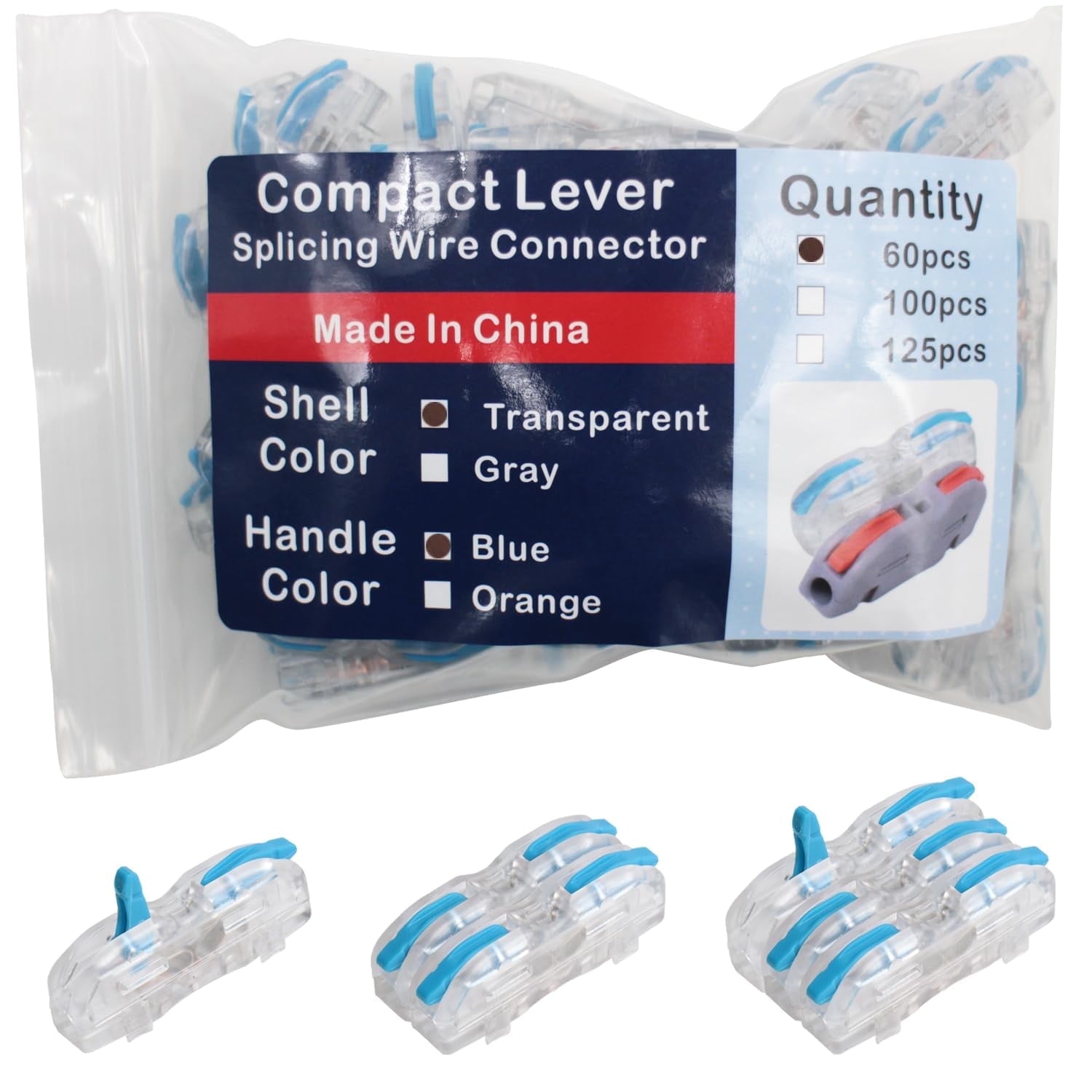 Lever Nuts Wire Connectors Bag of 60, 1 Conductor Quick Connect ...