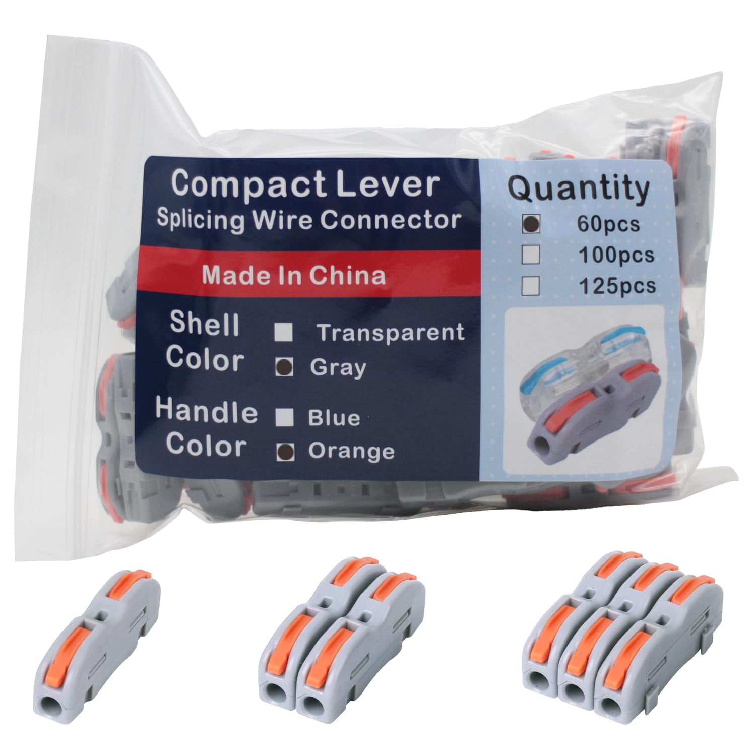 Lever Nuts Wire Connectors Bag of 60, Easy to Operate Clamp Lever ...