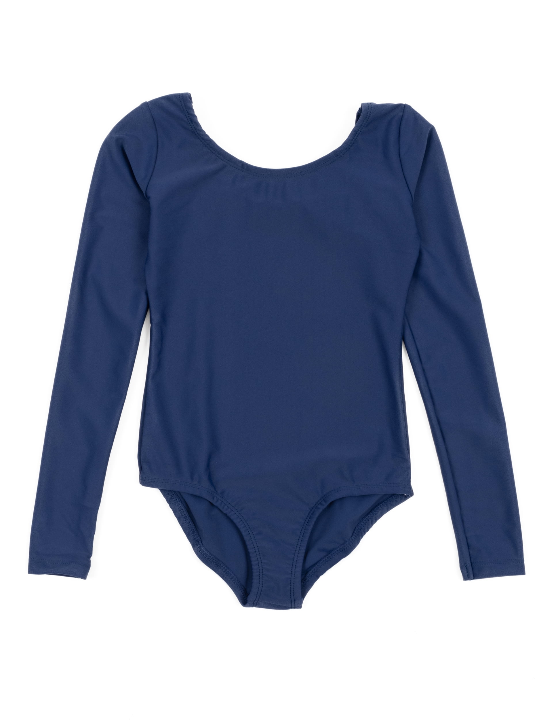 Leveret Girls Long Sleeve Leotard Classic Solid Color Color: True Navy ...