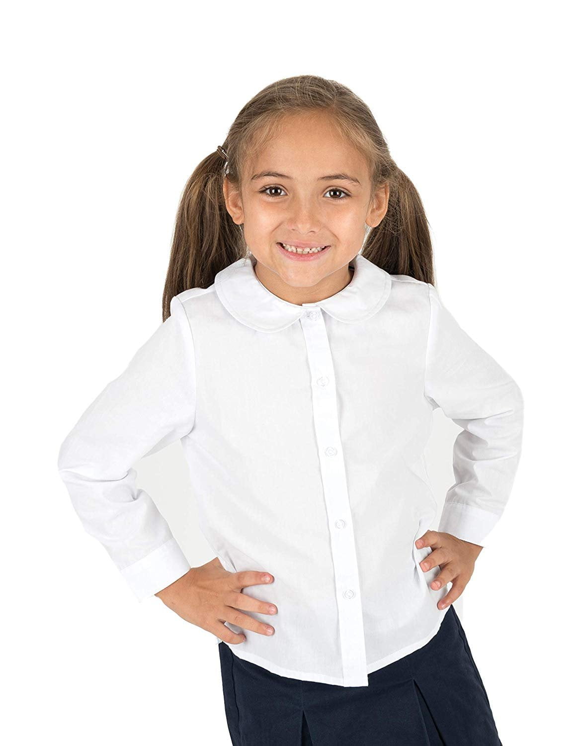 Leveret School Uniform Dress Shirt, Long Sleeve, Cotton, for Kids ...