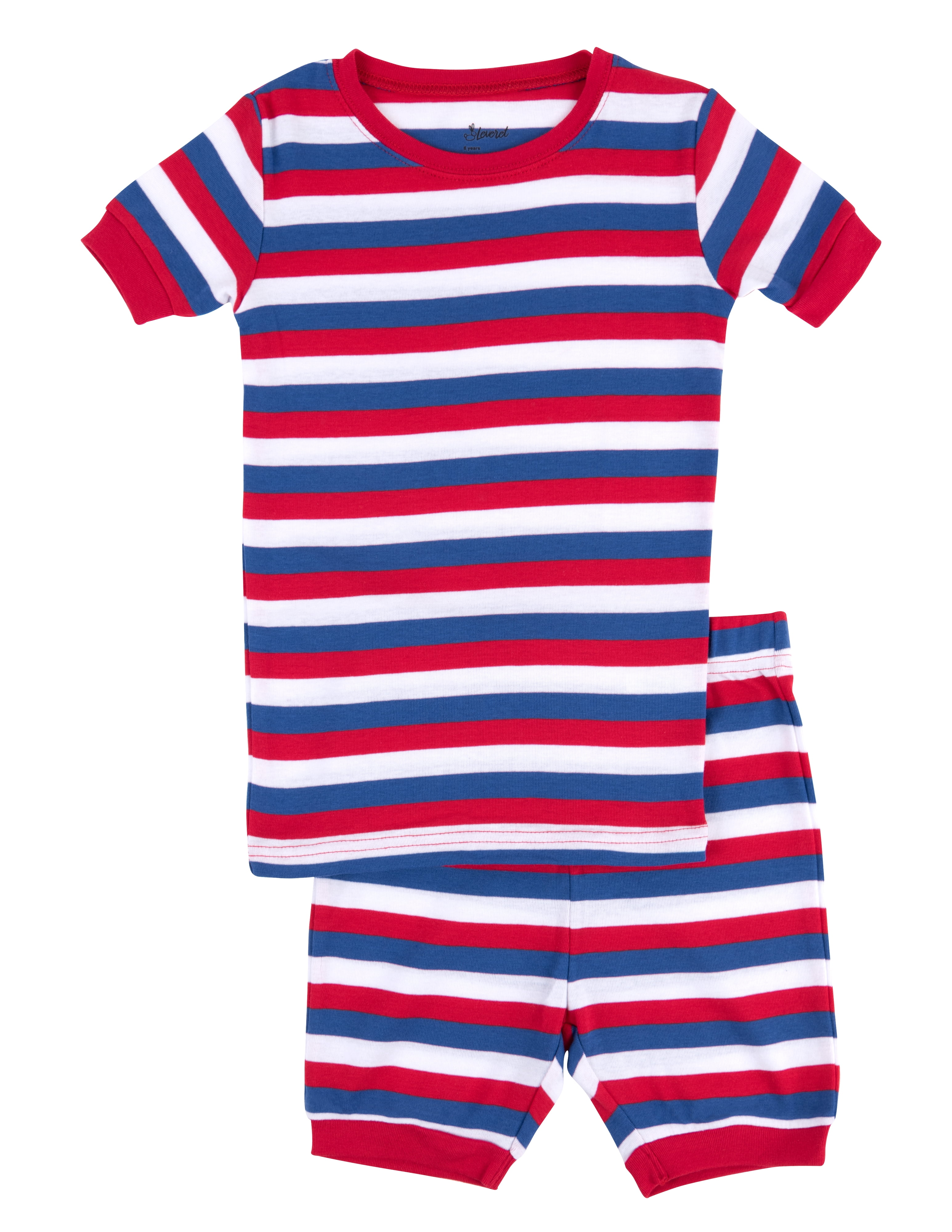Leveret Kids Two Piece Cotton Short Pajamas Red White & Blue Stripes 3 ...