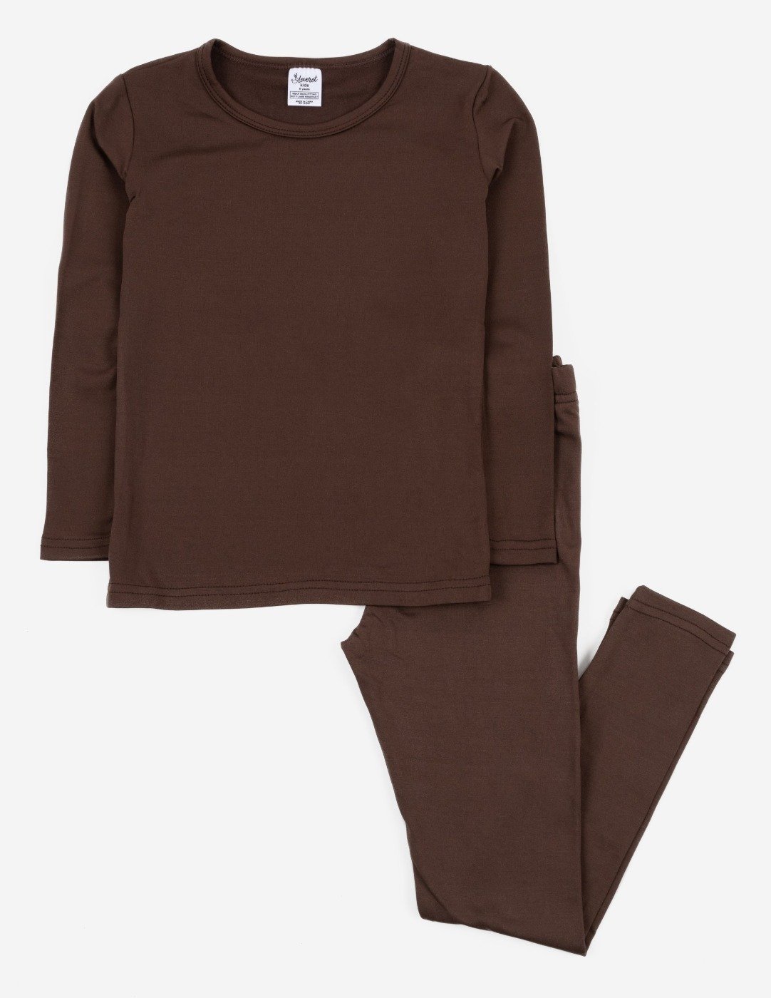 Leveret Kids Two Piece Thermal Pajamas Solid Brown 8 Year - Walmart.com