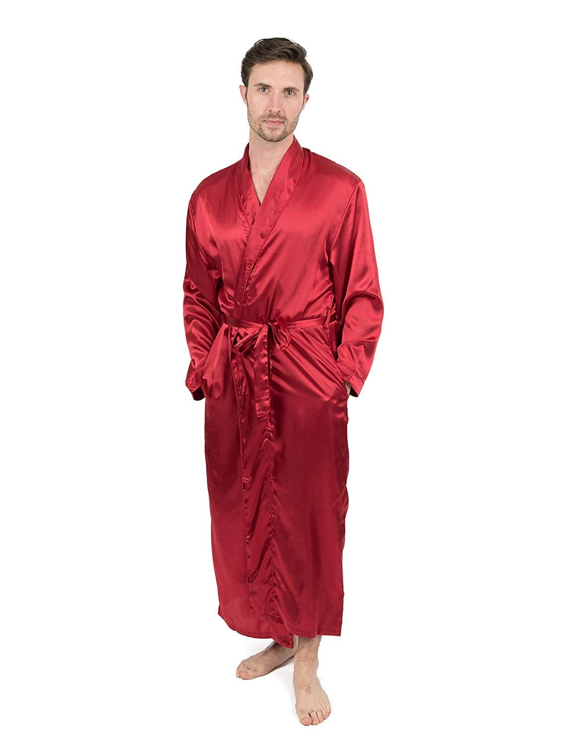 Leveret Mens Robe Christmas Satin Robe Robe Green Size XX-Large ...