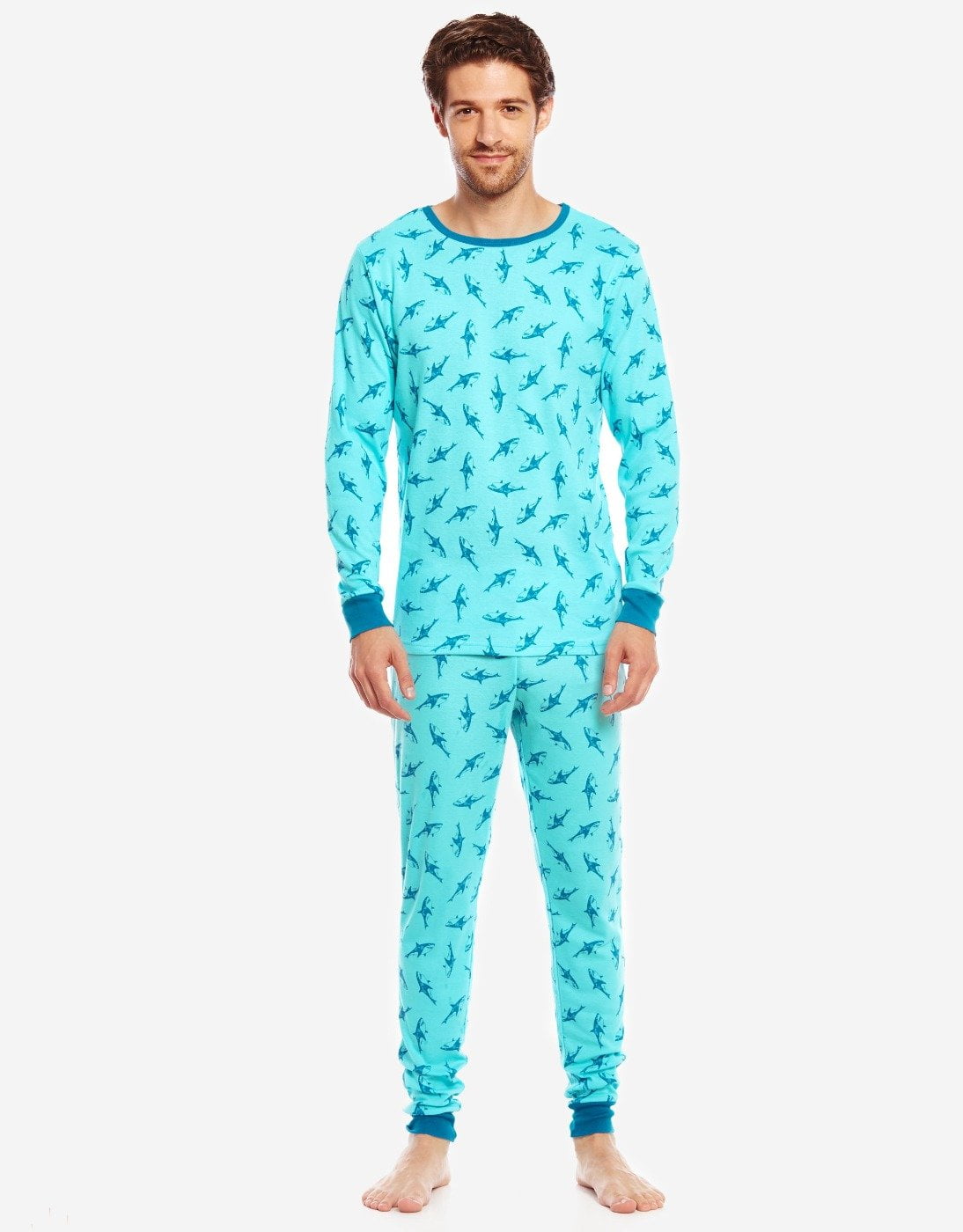 Leveret Mens Two Piece Cotton Pajamas Sharks L - Walmart.com