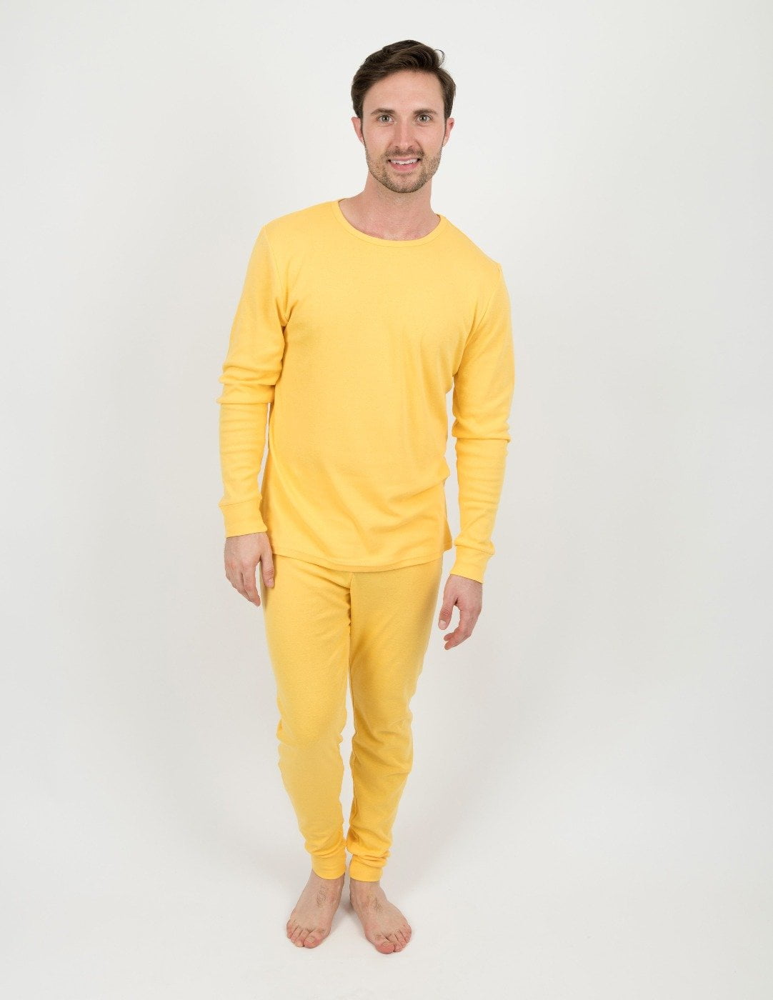 Leveret Mens Two Piece Cotton Pajamas Solid Yellow S - Walmart.com