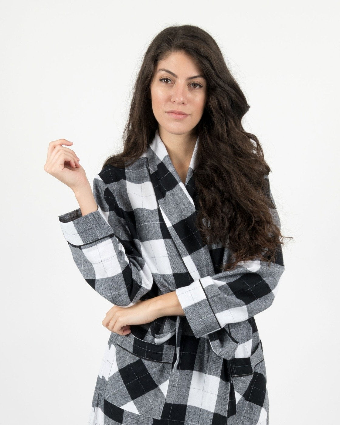 Leveret Womens Flannel Robe Black & White Plaid S - Walmart.com