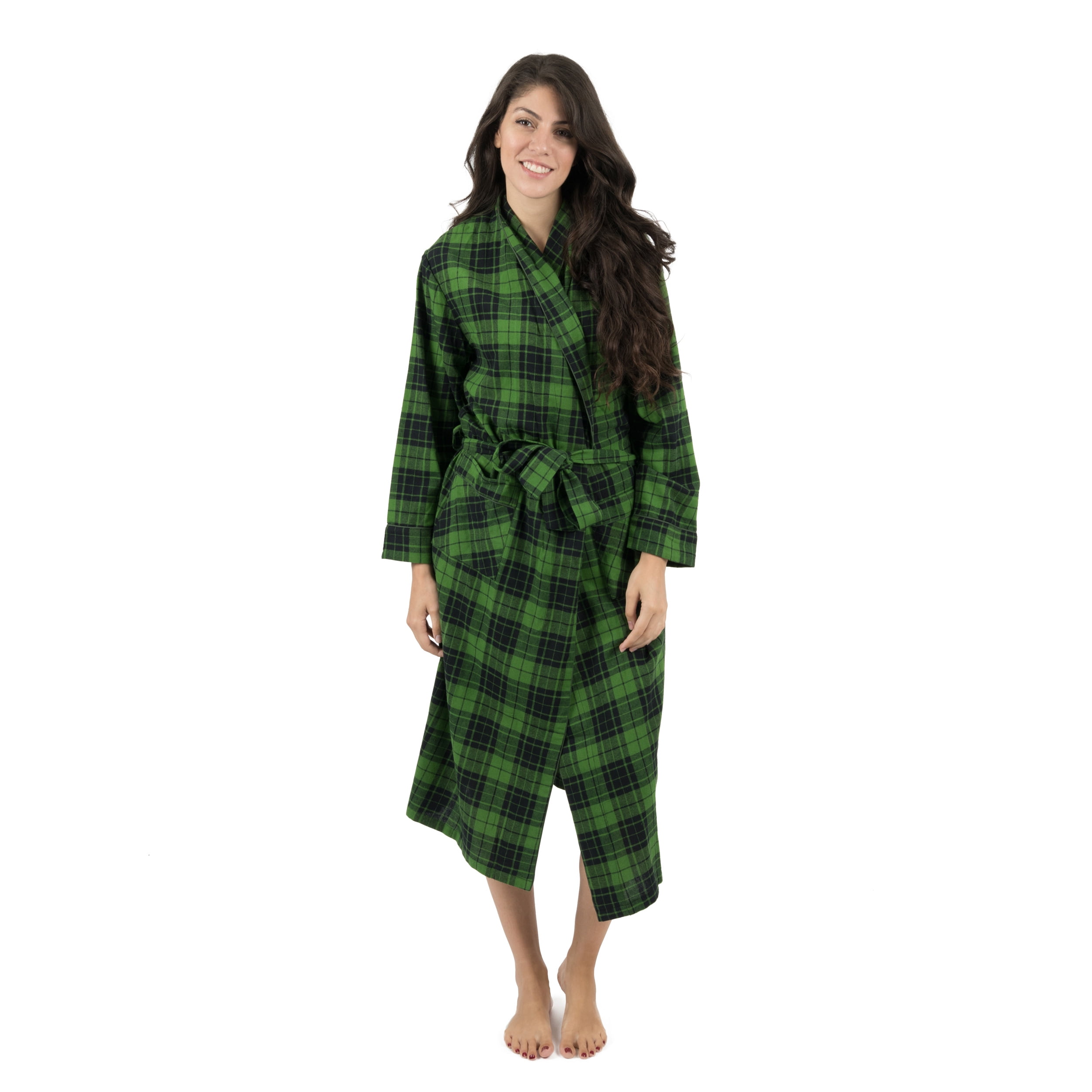 Leveret Womens Flannel Robe Plaid Black & Green Plus Size 3XL - Walmart.com