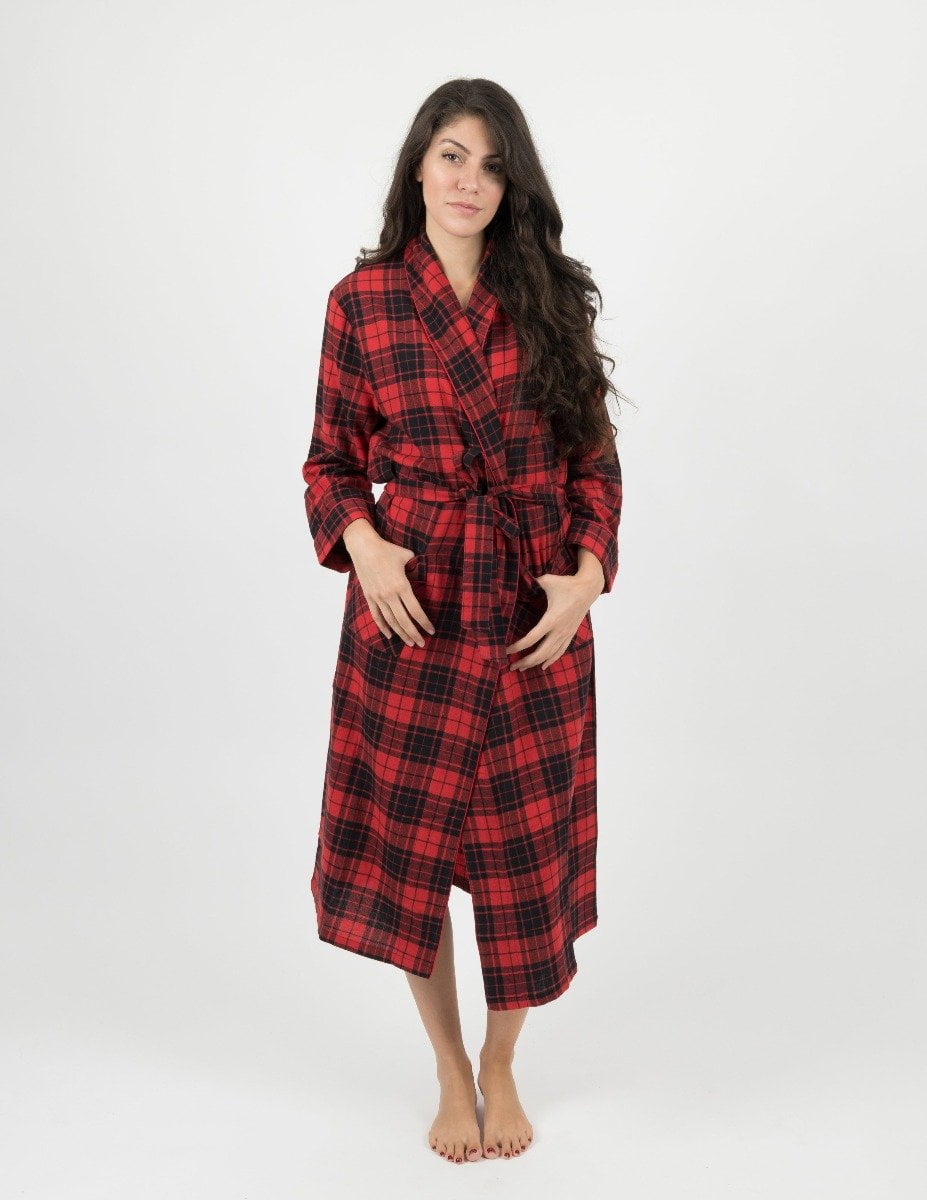 Leveret Womens Flannel Robe Red & Black Plaid S - Walmart.com
