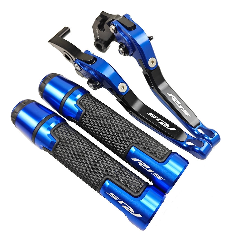 Levers and Grips Compatible with Yamaha YZF R15 V3, Blue with Black ...