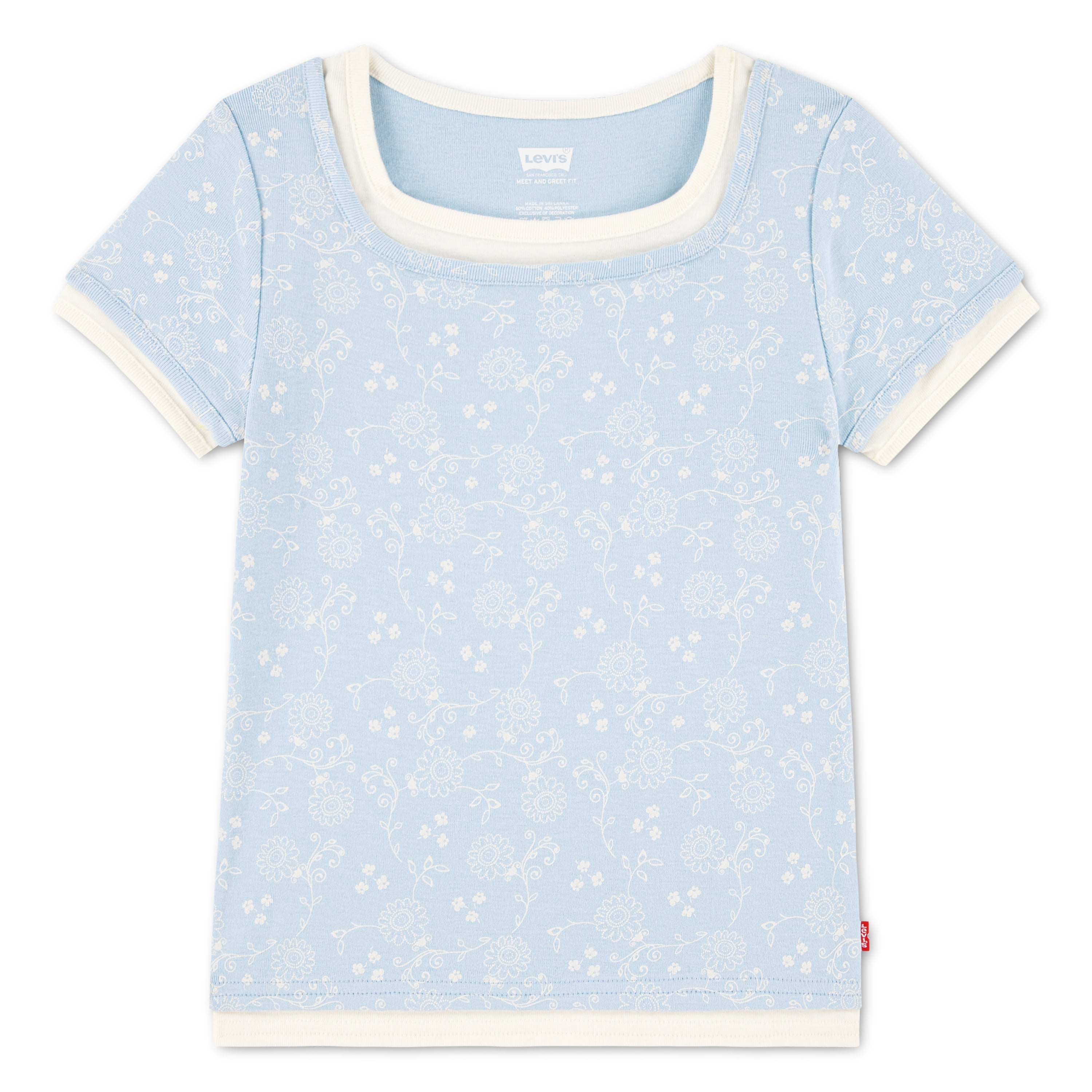 Levi Girls Layered Short Sleeve Top, Sizes 7-16 - Walmart.com