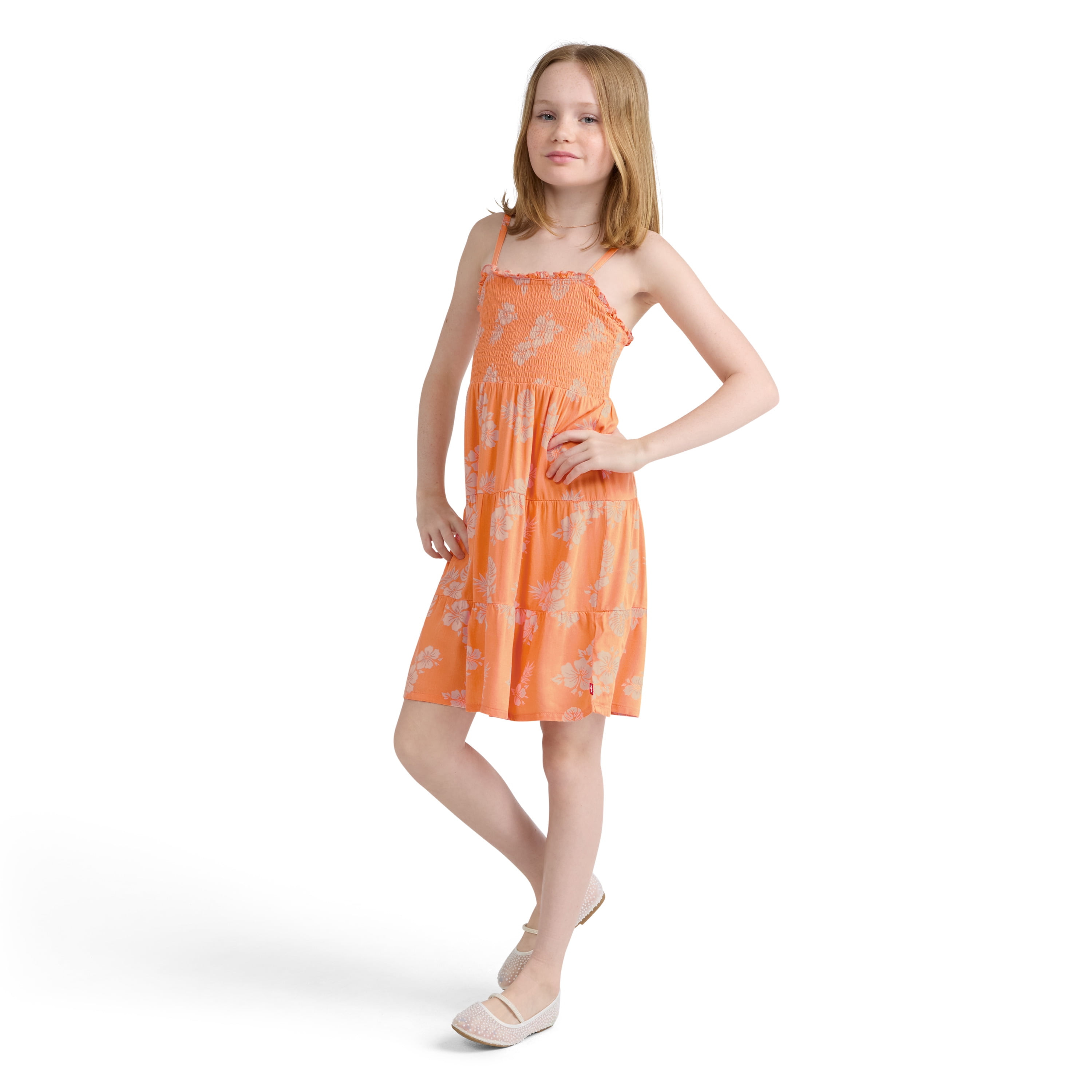 Levi Girls Smocked Tiered Tank Dress, Sizes 7-16 - Walmart.com