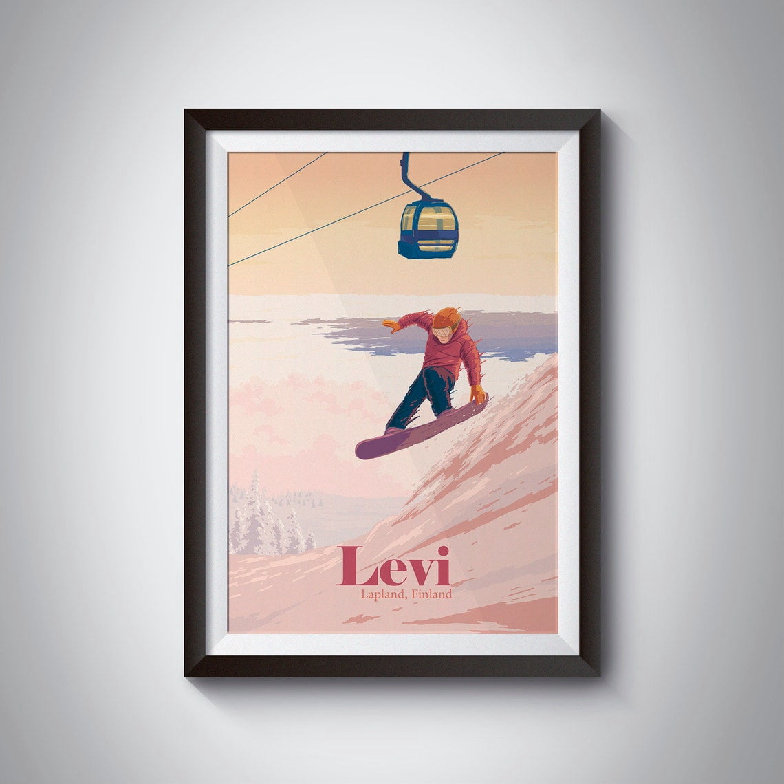 Levi Lapland Snowboarding Poster, Finland Travel Print, Finnish Lapland ...