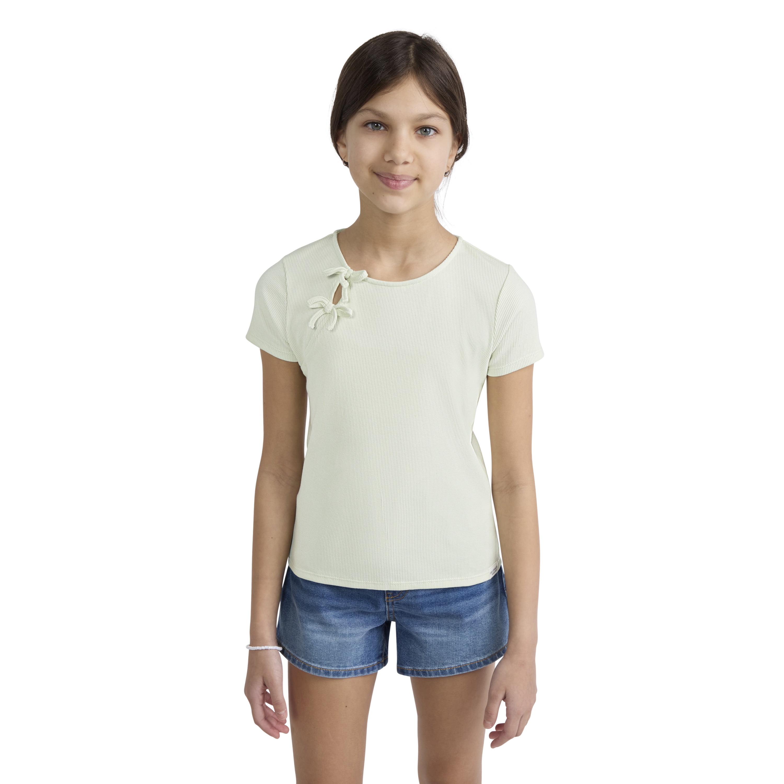 Levi Strauss Signature Girls Short Sleeve Bow Top, Sizes 4-16 - Walmart.com