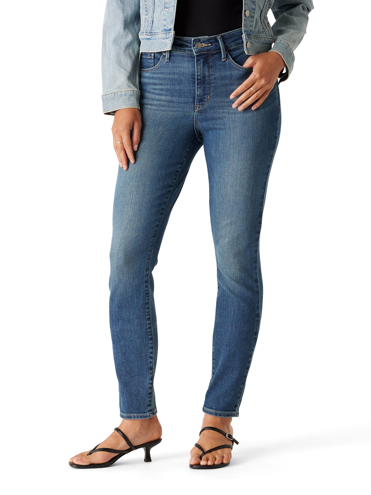 Levi Strauss Signature Women's Mid Rise Skinny Jeans, Tummy-Smoothing ...