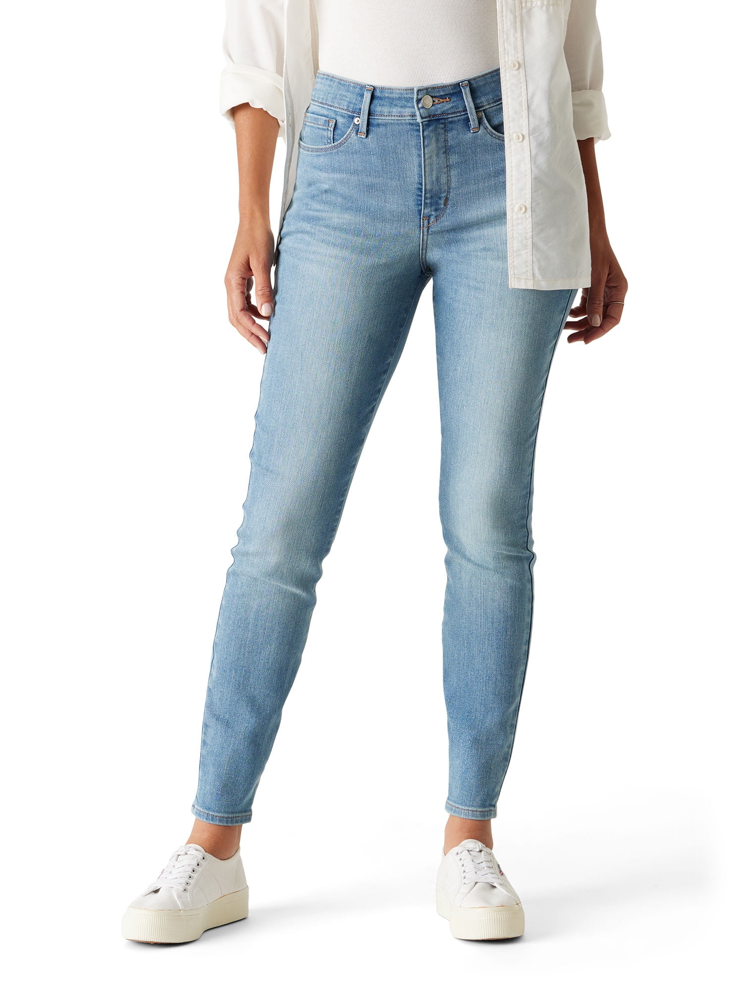 Levi Strauss Signature Women's Mid Rise Skinny Jeans, Tummy-Smoothing ...