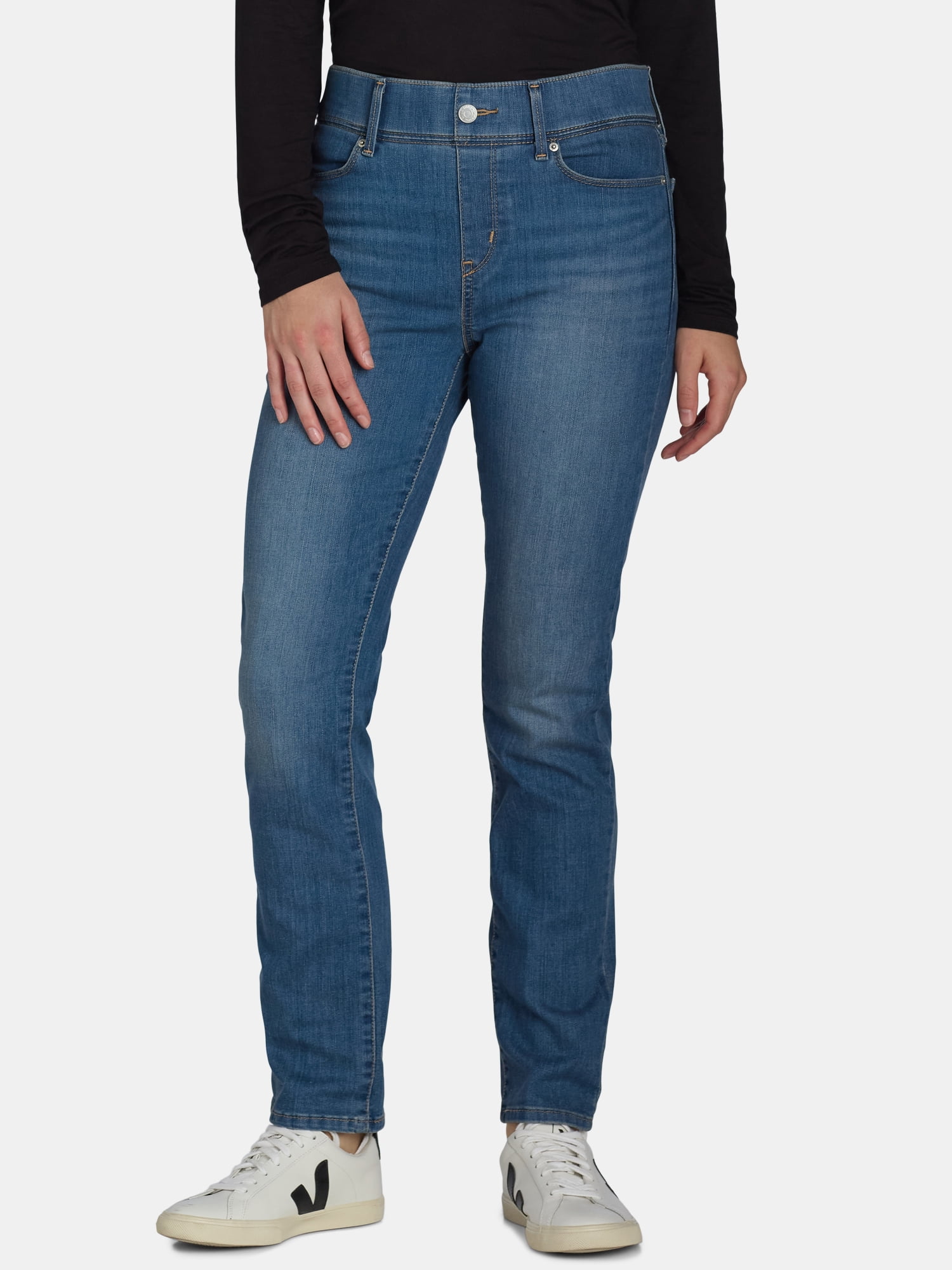 Levi Strauss Signature Women's Shaping Perfect Pull On Straight Jeans ...