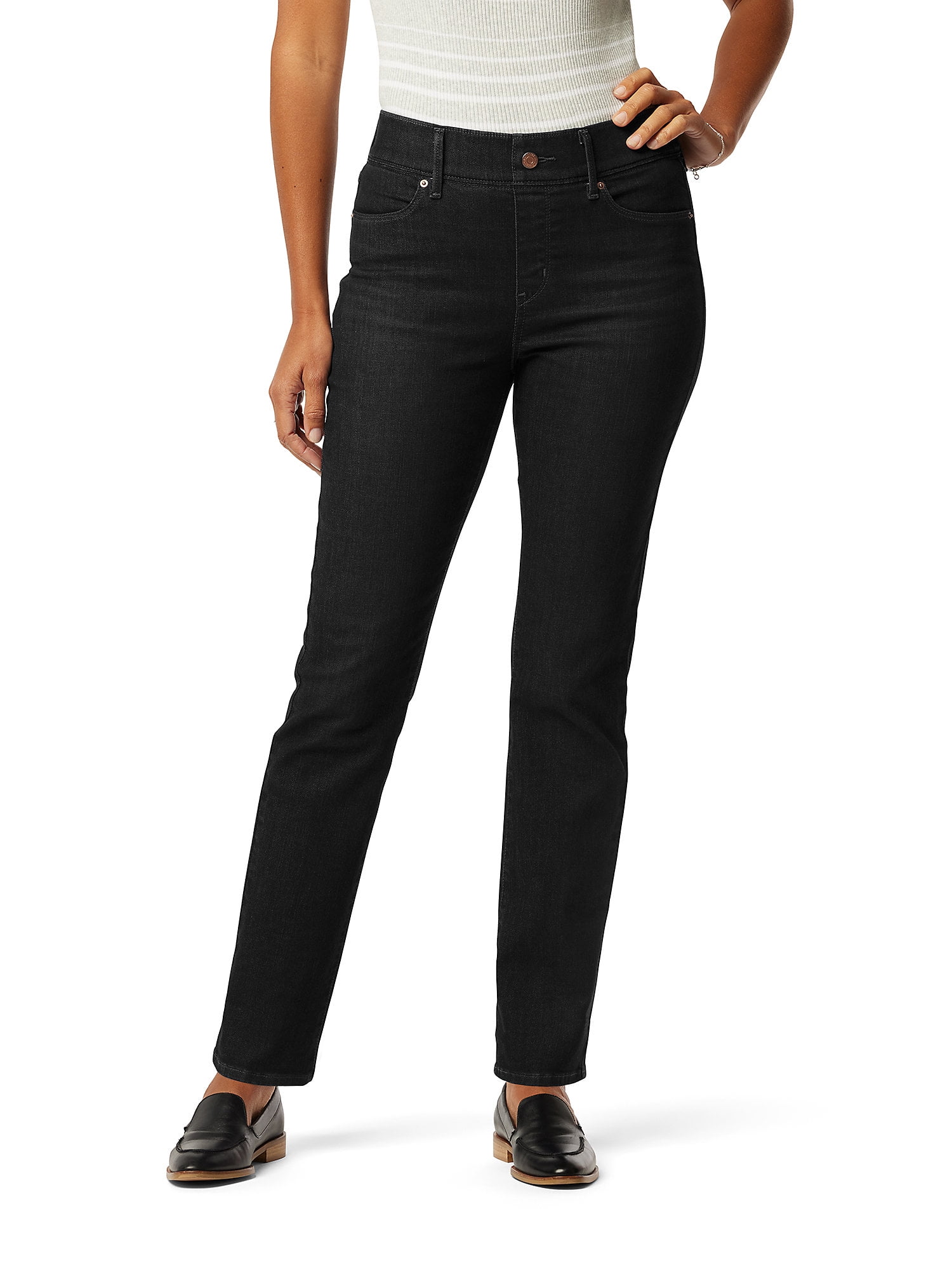 Levi Strauss women's Shaping Pull On Straight Jeans - Mid-Rise - 31 ...