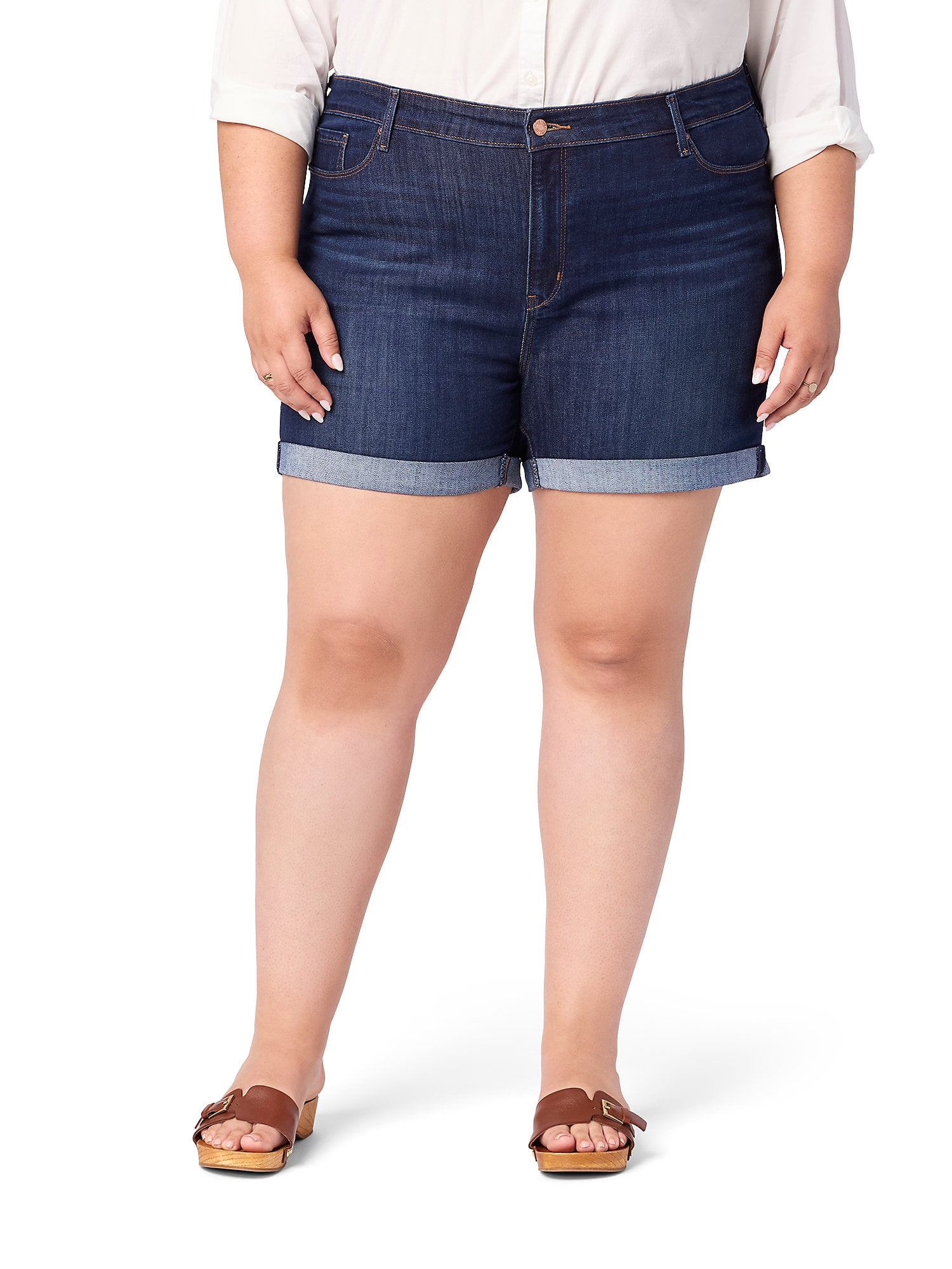 Levi Strauss Signature Women's and Women's Plus 5" Mid Rise Cuffed ...