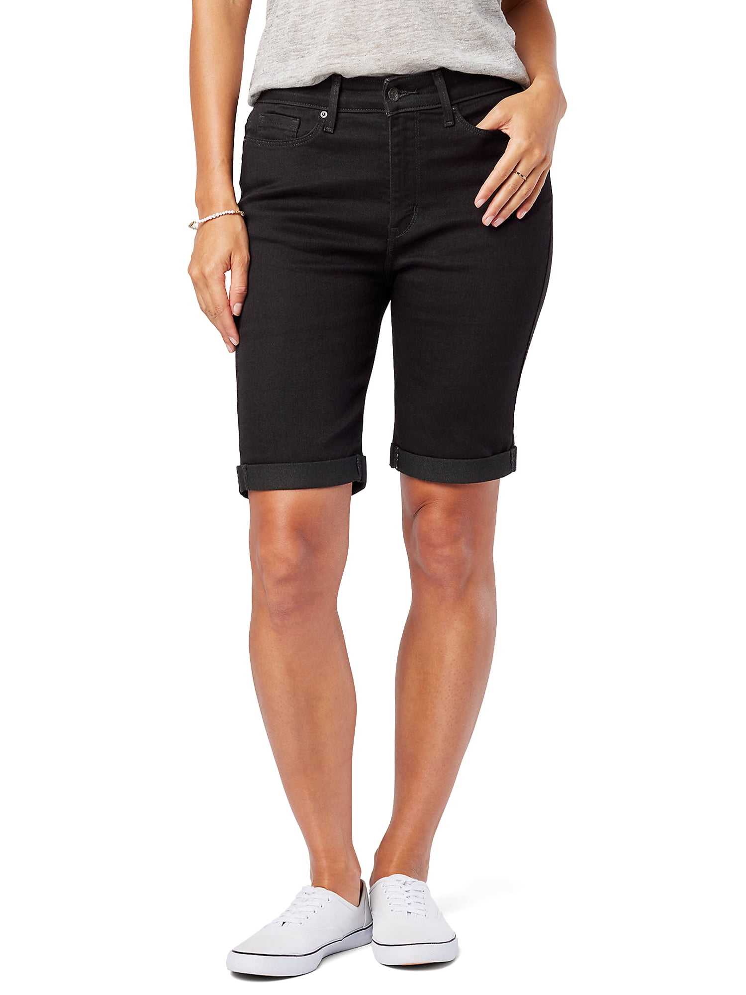 Levi Strauss Signature Women's and Women's Plus Bermuda Shorts, Sizes 2 ...