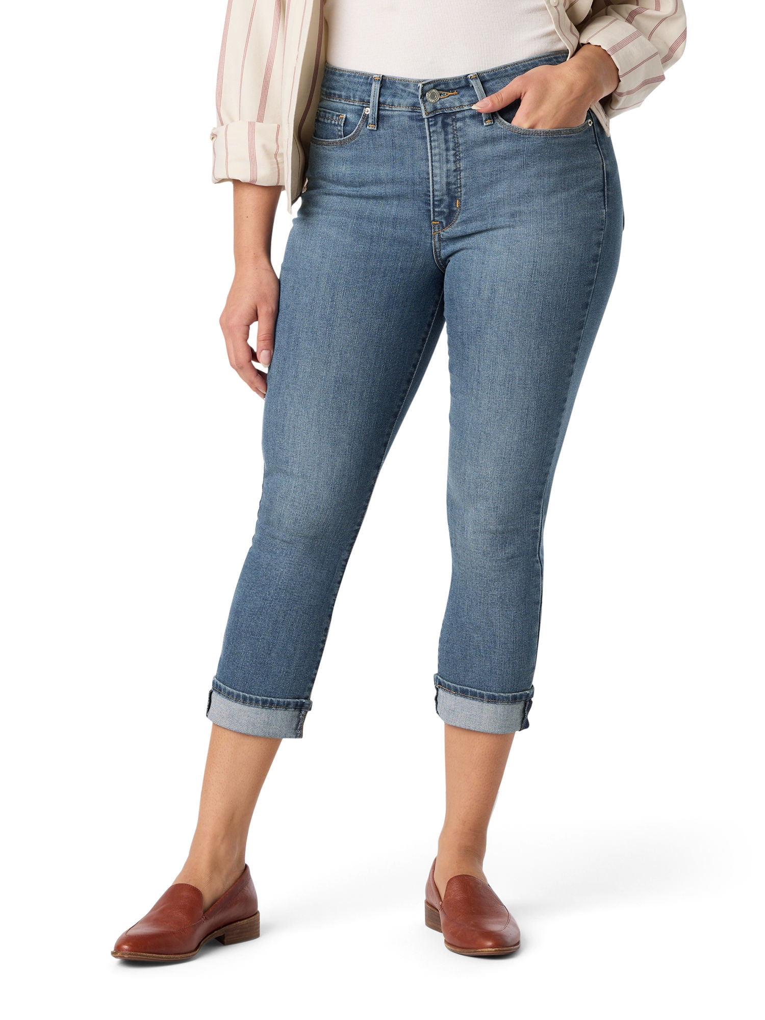 Levi Strauss Signature Women's and Women's Plus Mid Rise Capri, Sizes 0 ...