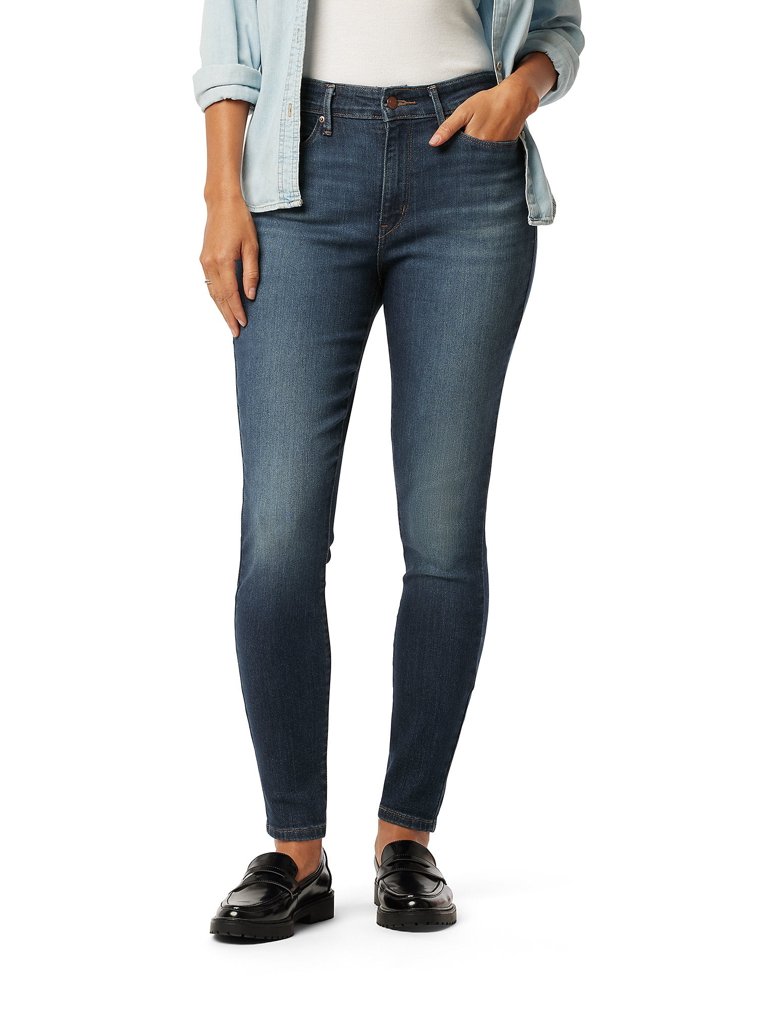 Levi Strauss Signature Women's Plus Mid-Rise Skinny Jeans, Soft Denim ...