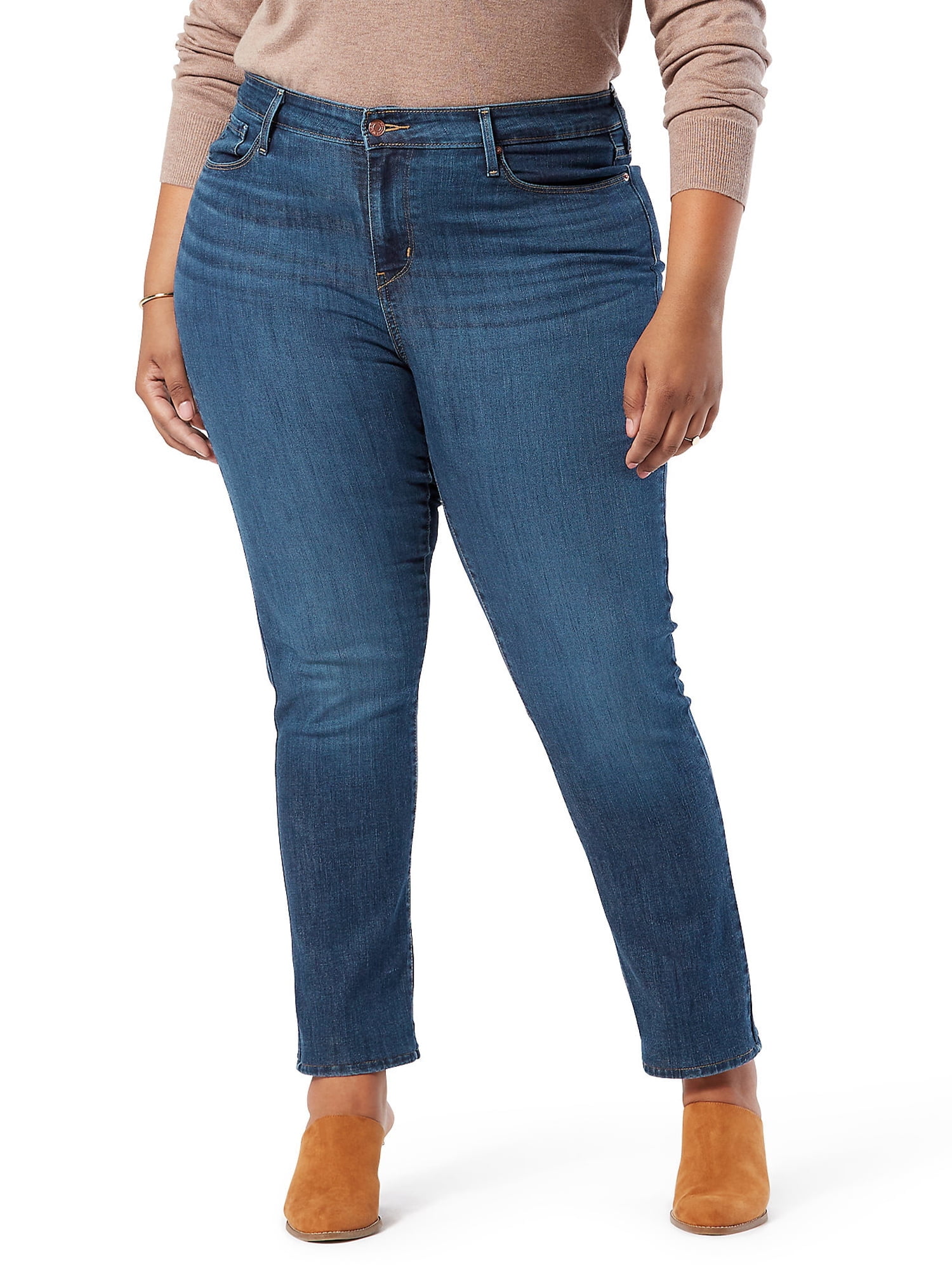 Levi Strauss Signature Women's and Women's Plus Mid Rise Straight Jeans ...