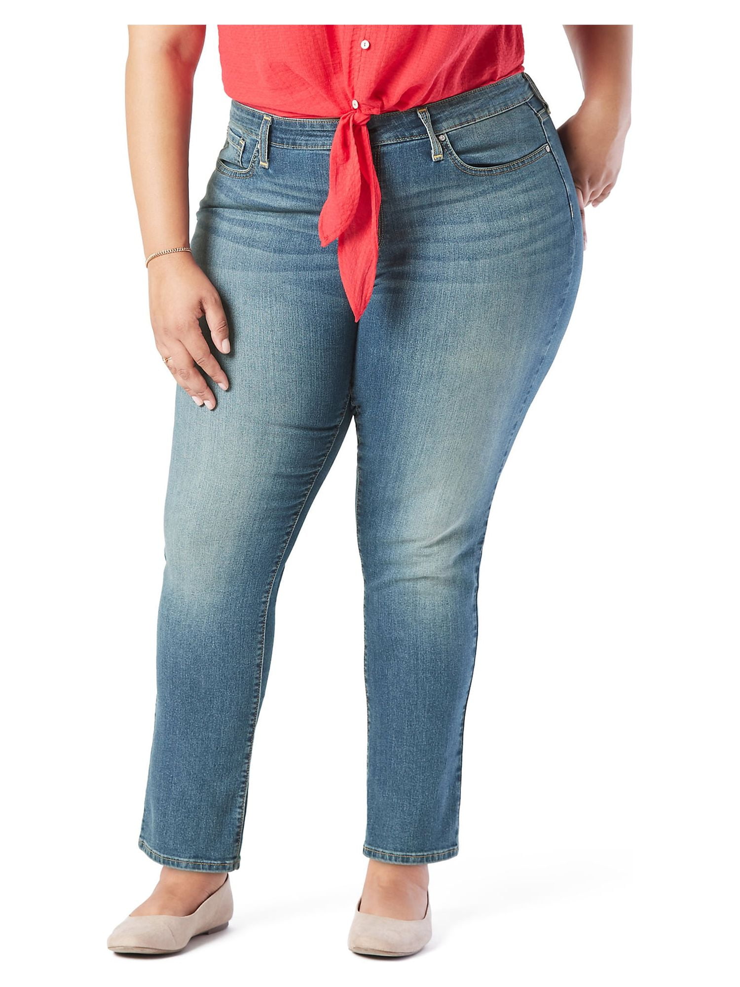 Levi Strauss Signature Women's and Women's Plus Mid Rise Straight Jeans ...