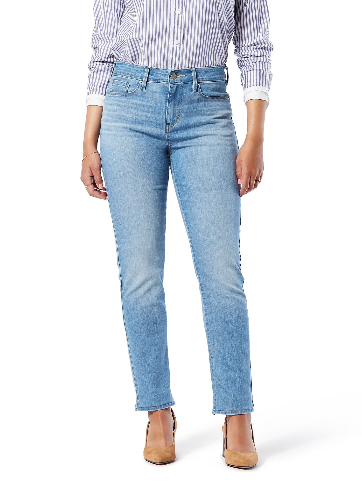 Levi Strauss Signature Women's Mid Rise Modern Straight Jeans, Sizes 2 ...