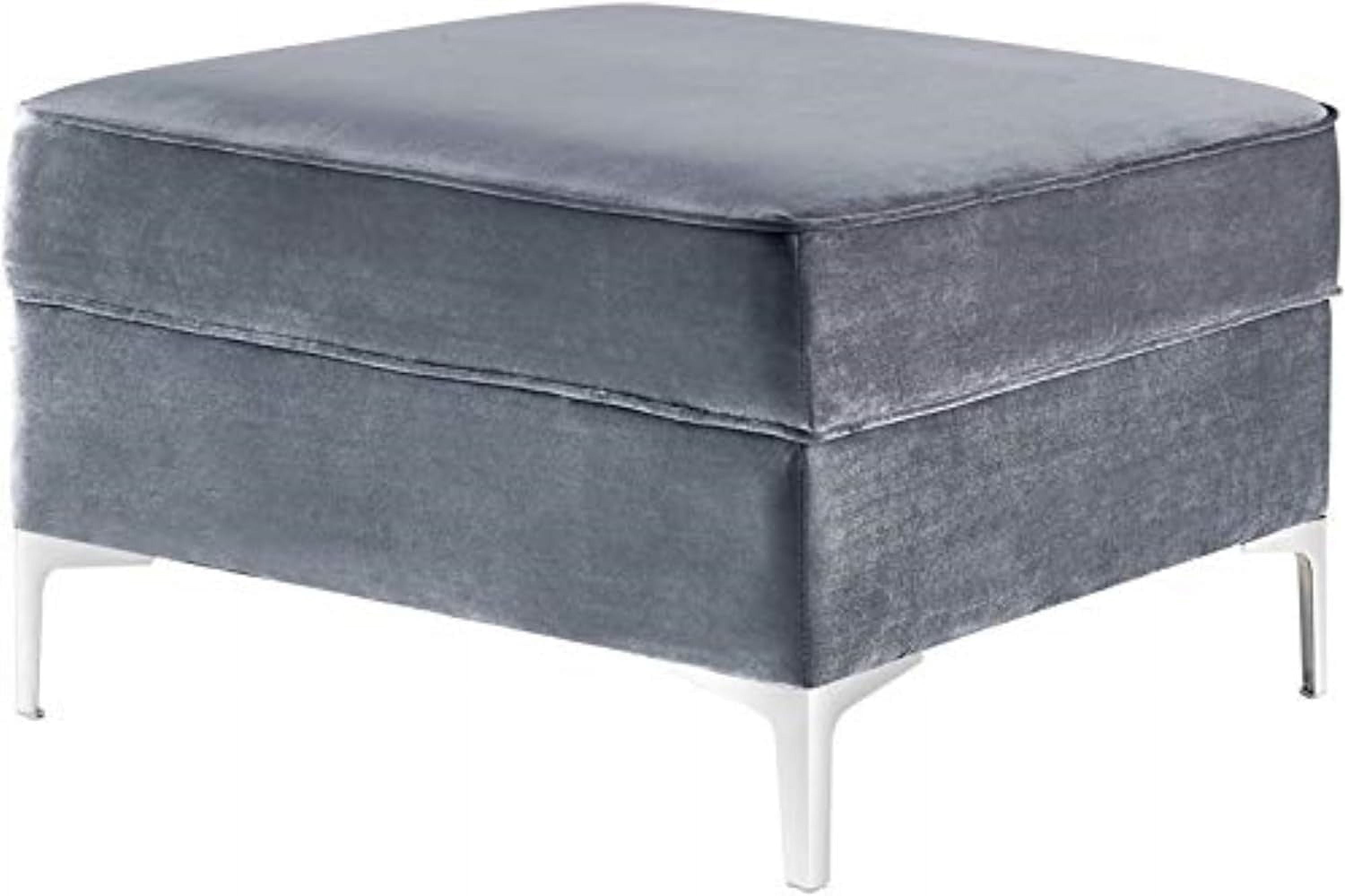 Levi Tufted Velvet Ottoman with Chrome Legs in Gray - Walmart.com