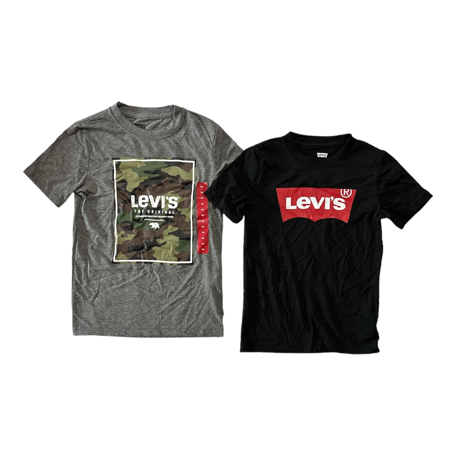 Levi's Boy's 2-Pack Short Sleeve Graphic Logo Print Crewneck Tee ...