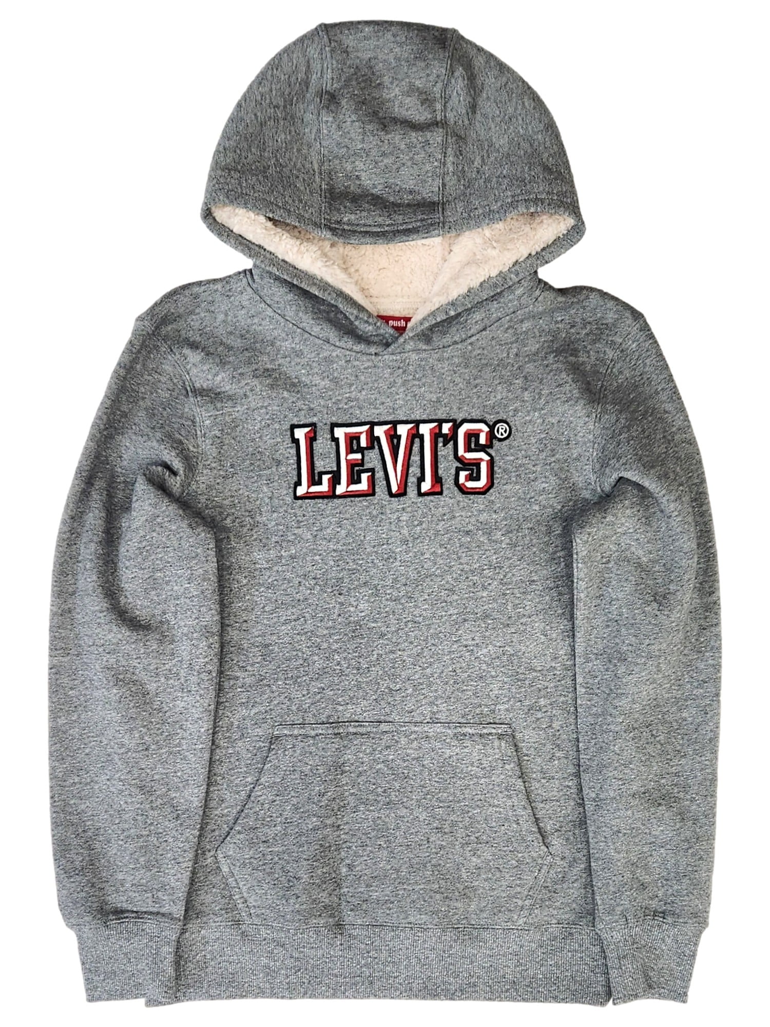 Levi's Boys Gray Pullover Hoodie Hooded Sweatshirt With Front Pocket ...