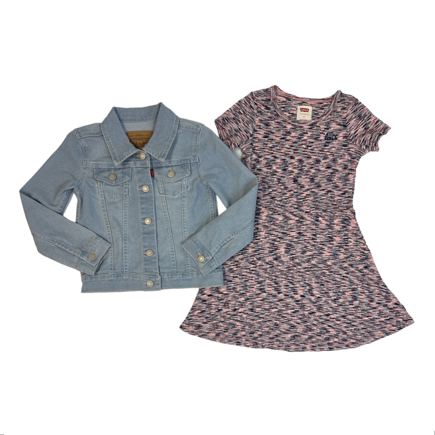 Levi's Girl's 2-Piece Denim Jacket & A-Line Style Short Sleeve Dress ...