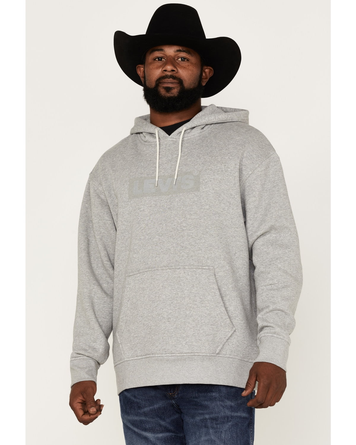 Levi's Men's Box Tab Graphic Logo Hooded Sweatshirt Heather Grey Medium ...