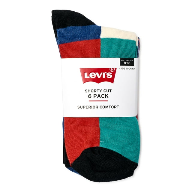 Levi’s Men’s Colorblocked Shorty Cut Socks, 6-Pack, Sizes 10-13 ...
