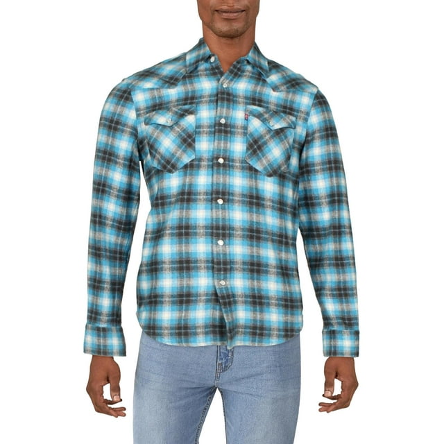 Levi's Mens Flannel Snap Front Western Shirt - Walmart.com
