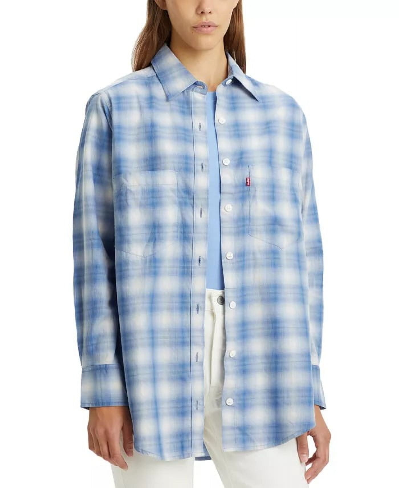 Levi's SUNSHINE BLUE Women's Hasina Cotton Tunic Long Sleeve Blouse, US ...