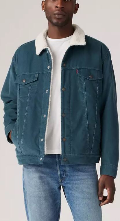 Levi's Men's Corduroy Sherpa Lined Trucker Jacket Medium Blue US - Walmart.com