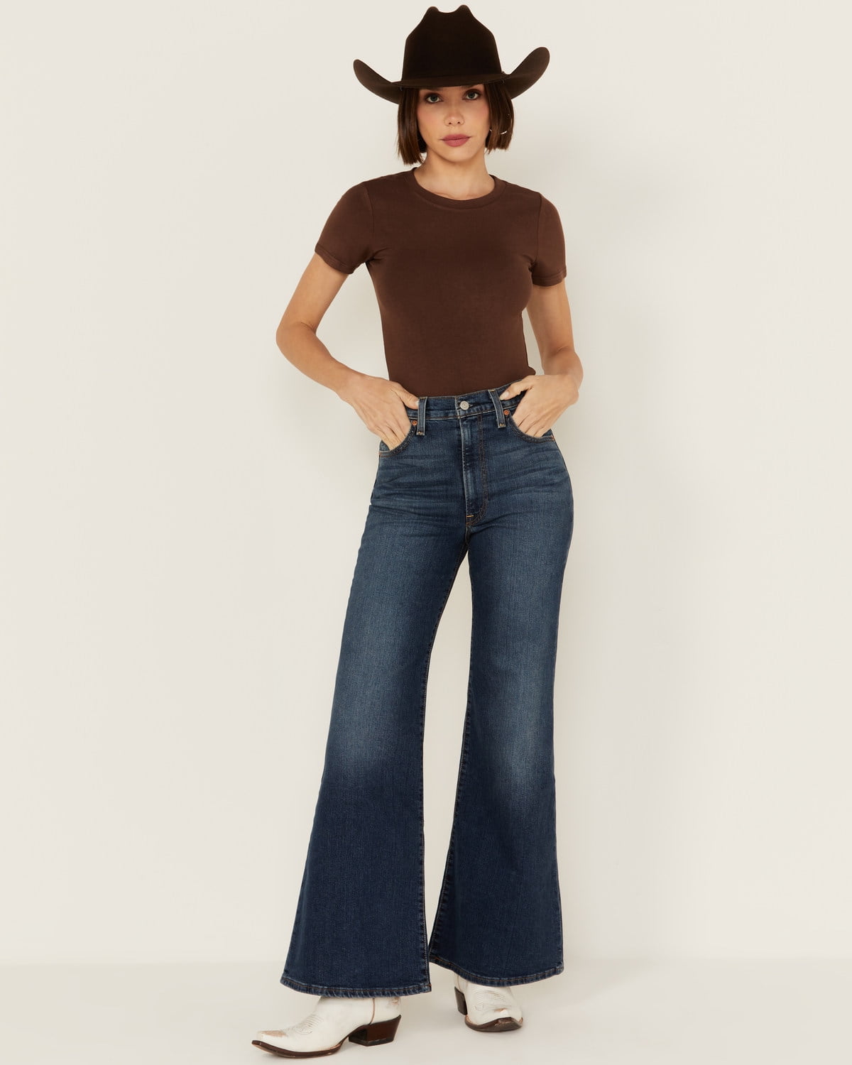 Levi's Women's A New York Moment Medium Wash High Rise Stretch Wide Leg ...