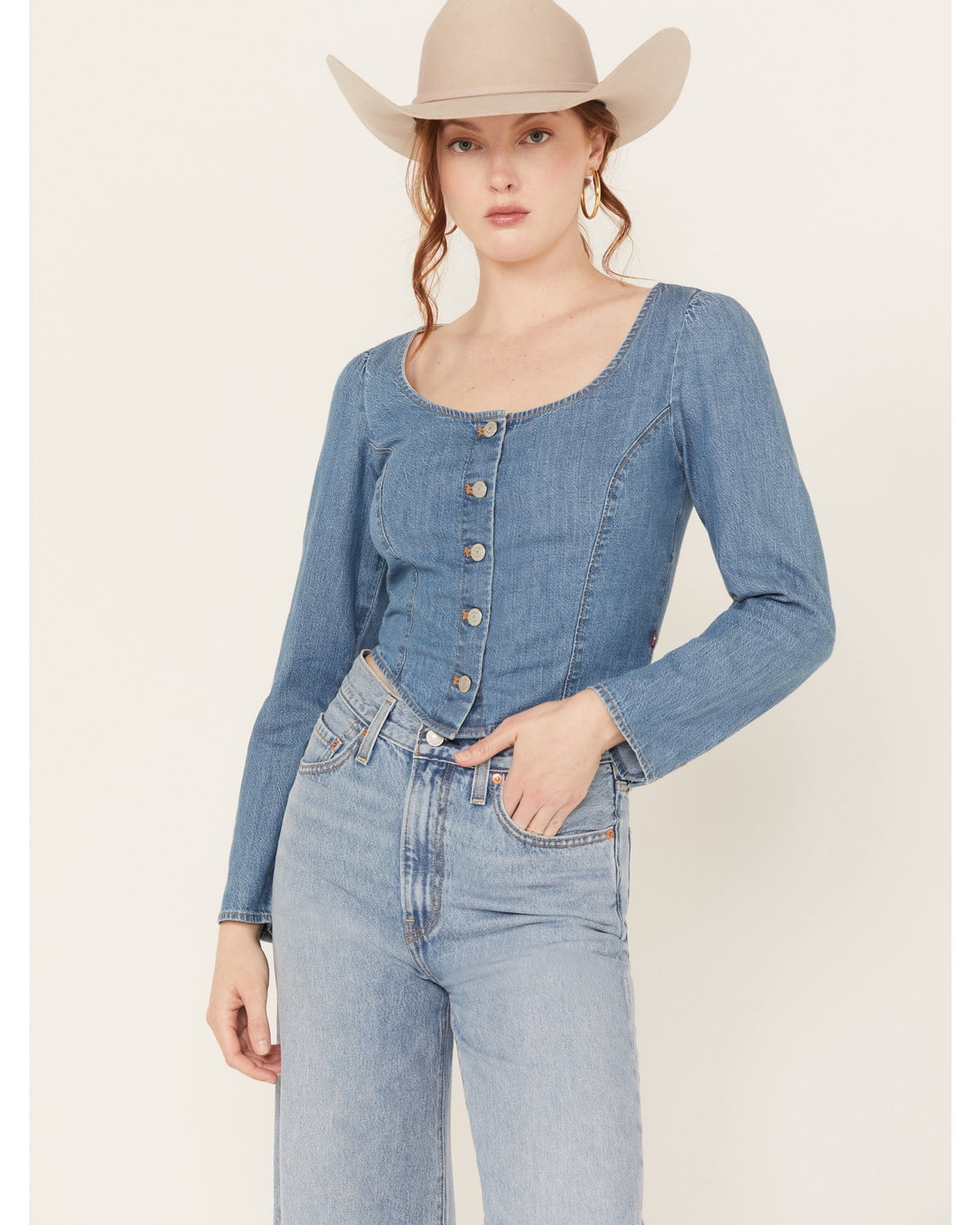 Levi's Women's Daryn Corset Long Sleeve Denim Shirt - A5966-0000 US ...