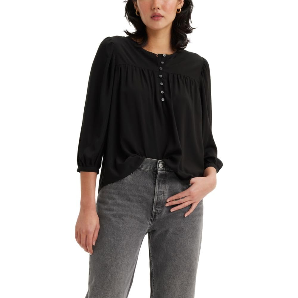 Levi's Women's Halsey 3/4 Sleeve Blouse, Caviar - Walmart.com