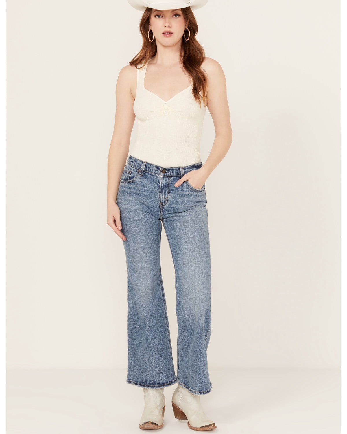 Levi's Women's Medium Wash Middy Ankle Flare Stretch Denim Jeans Medium ...